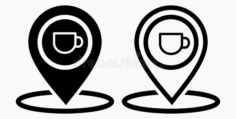 Location of the Cafe. GPS and Cup Stock Vector - Illustration of label ...