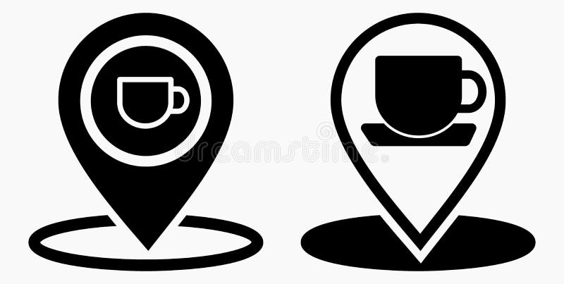 Location of the Cafe. GPS and Cup Stock Vector - Illustration of vector ...