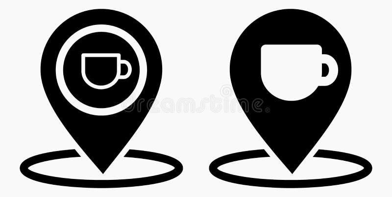 Location of the Cafe. GPS and Cup Stock Vector - Illustration of sign ...