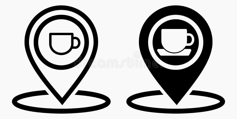 Location of the Cafe. GPS and Cup Stock Vector - Illustration of cafe ...