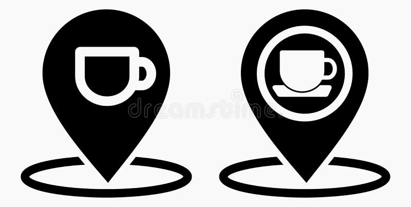 Location of the Cafe. GPS and Cup Stock Vector - Illustration of design ...