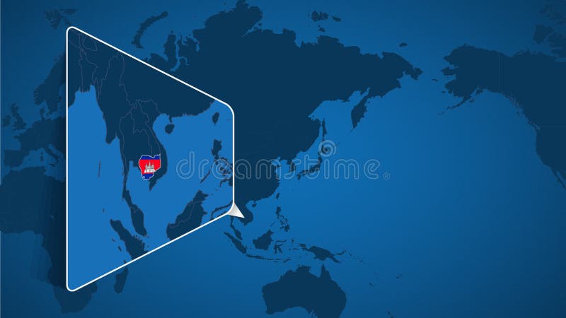Location of Cambodia on the World Map with Enlarged Map of Cambodia ...