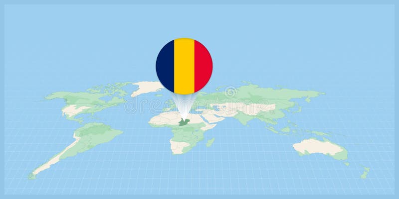 Location of Chad on the World Map, Marked with Chad Flag Pin Stock ...