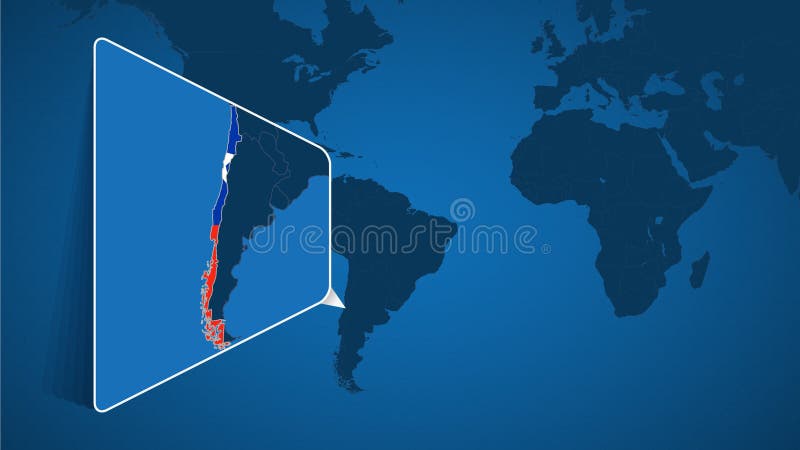 Location of Chile on the World Map with Enlarged Map of Chile with Flag ...
