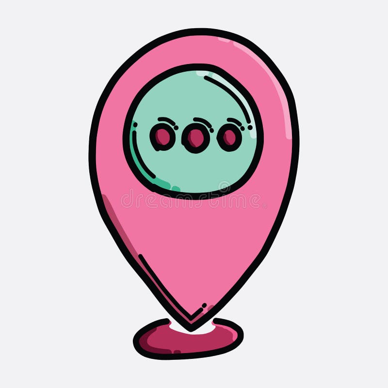 Location Color Vector Icon. Drawing Sketch Illustration Hand Drawn Line ...