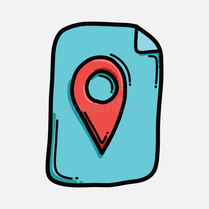 Location Color Vector Icon. Drawing Sketch Illustration Hand Drawn Line ...
