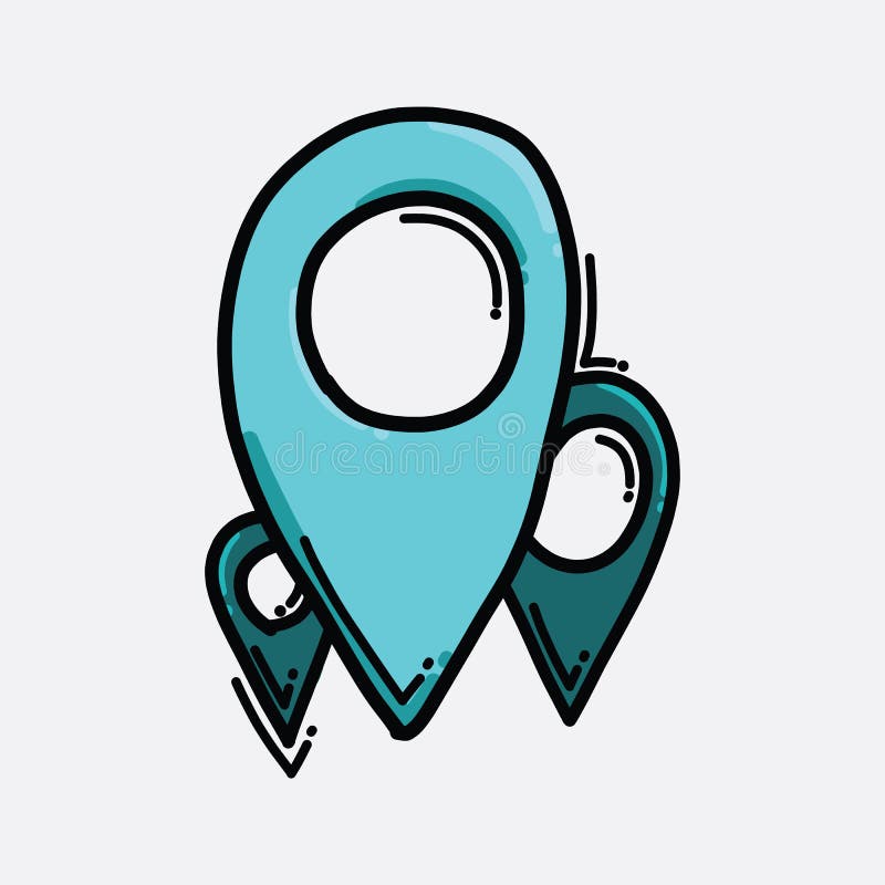 Location Color Vector Icon. Drawing Sketch Illustration Hand Drawn Line ...