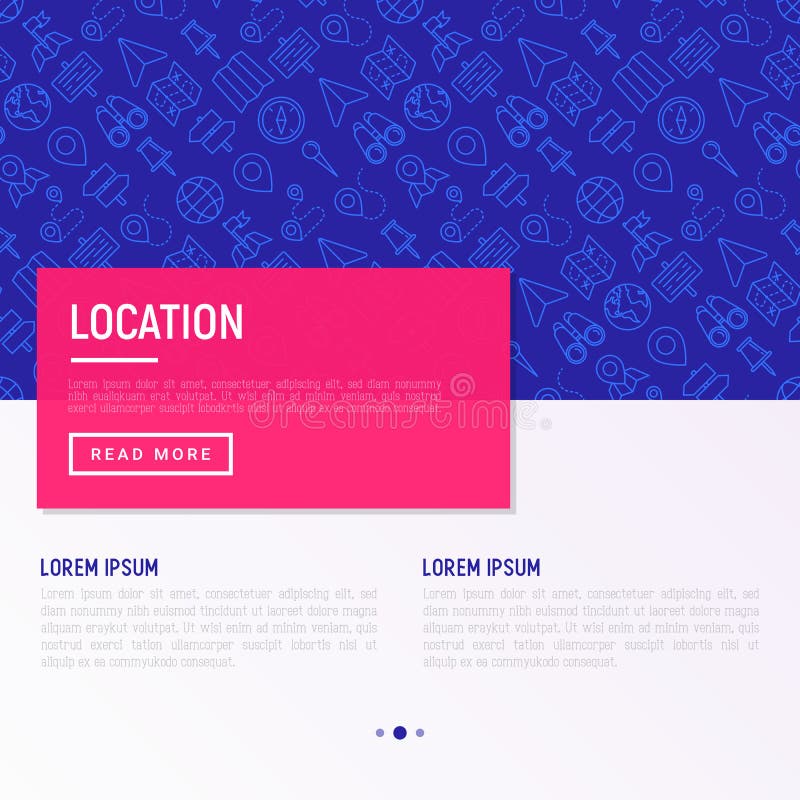 Location Concept with Thin Line Icons: Pin, Pointer, Direction, Stock ...