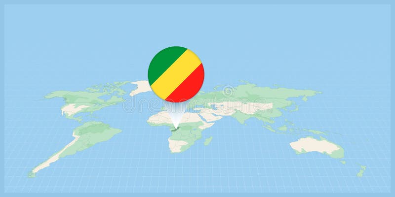 Location of Congo on the World Map, Marked with Congo Flag Pin Stock ...