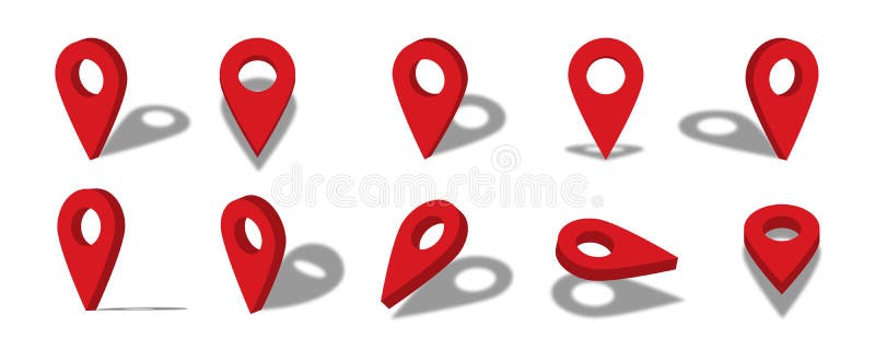 Location 3d Icon Illustration with Different Views Stock Vector ...