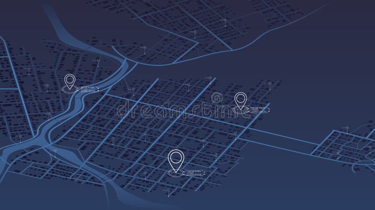 Location Data on an Abstract Map. Designated Territories. Graphic ...