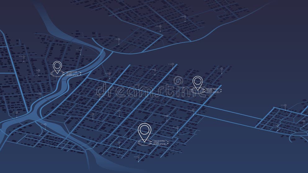 Location Data on an Abstract Map. Designated Territories. Graphic ...