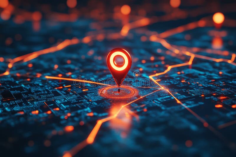 Location on a Digital Map is Marked with a Beacon, Location on the Map ...