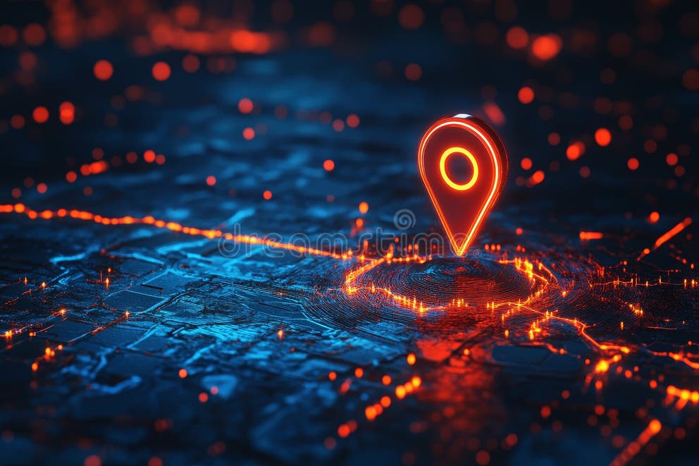 Location on a Digital Map is Marked with a Beacon, Location on the Map ...