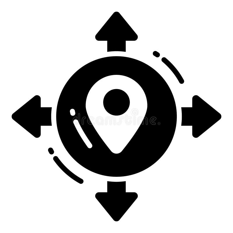 Location Direction Glyph Icon, Map and Location Icon Stock Vector ...