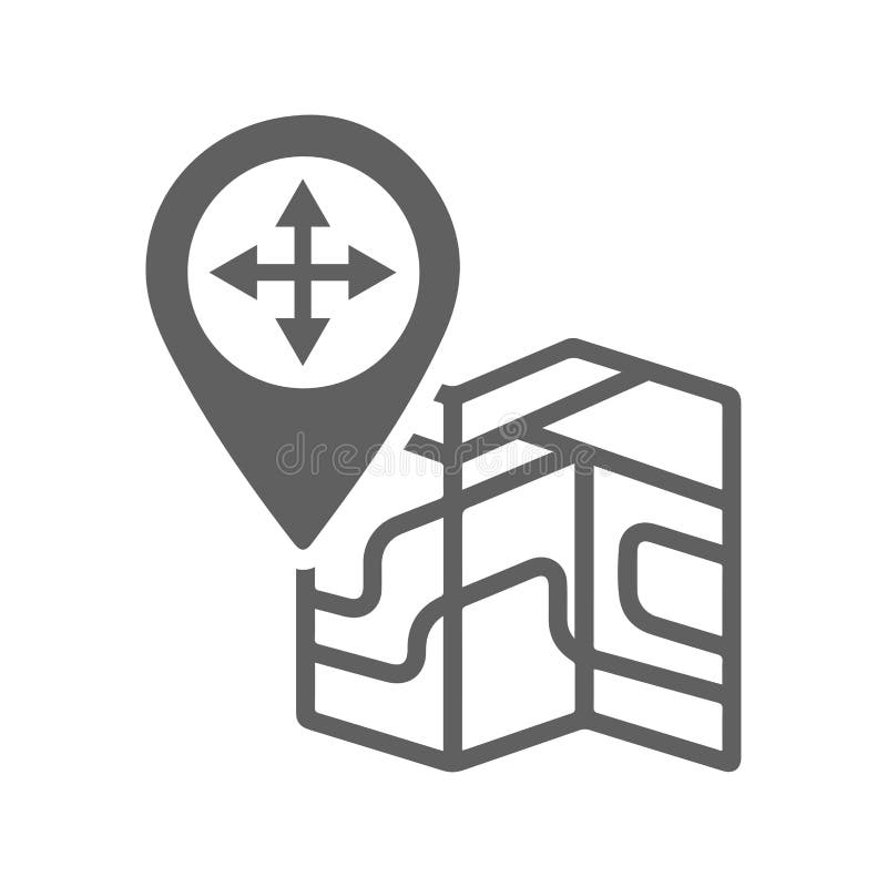 Map, Direction, Location Icon. Black Vector Design Stock Illustration ...