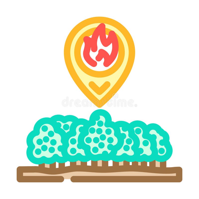 Location Forest Fire Color Icon Vector Illustration Stock Illustration ...