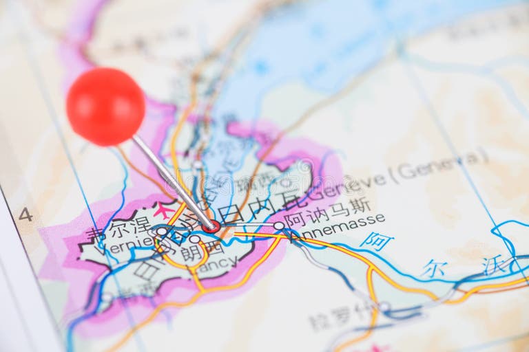 The Location of Geneva on the Map Stock Image - Image of capital ...