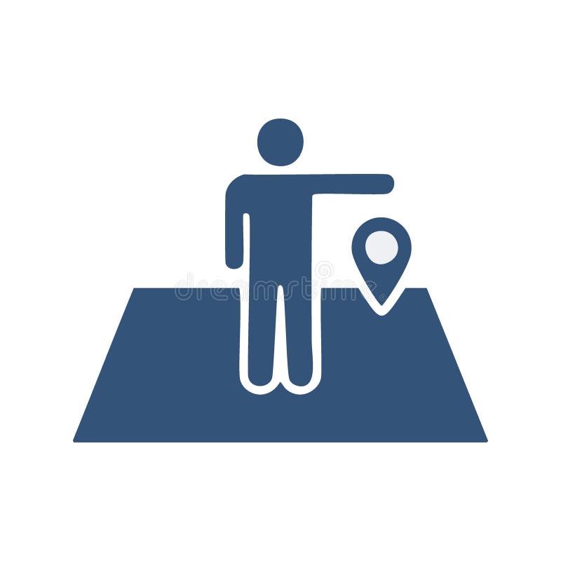 Location Guide Icon. a Person Standing on a Map, Pointing To a Location ...