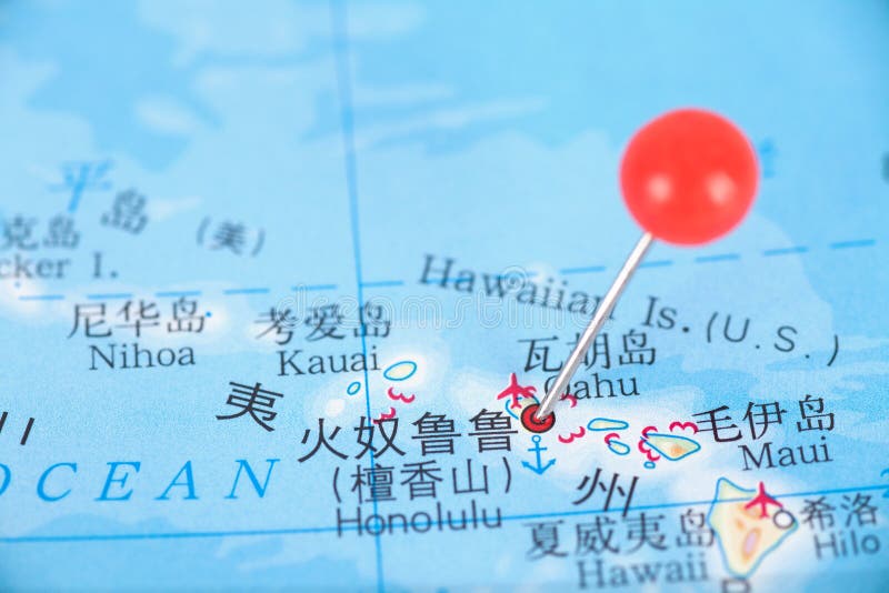 Location of Honolulu, Hawaii, USA on the Map Stock Photo - Image of ...