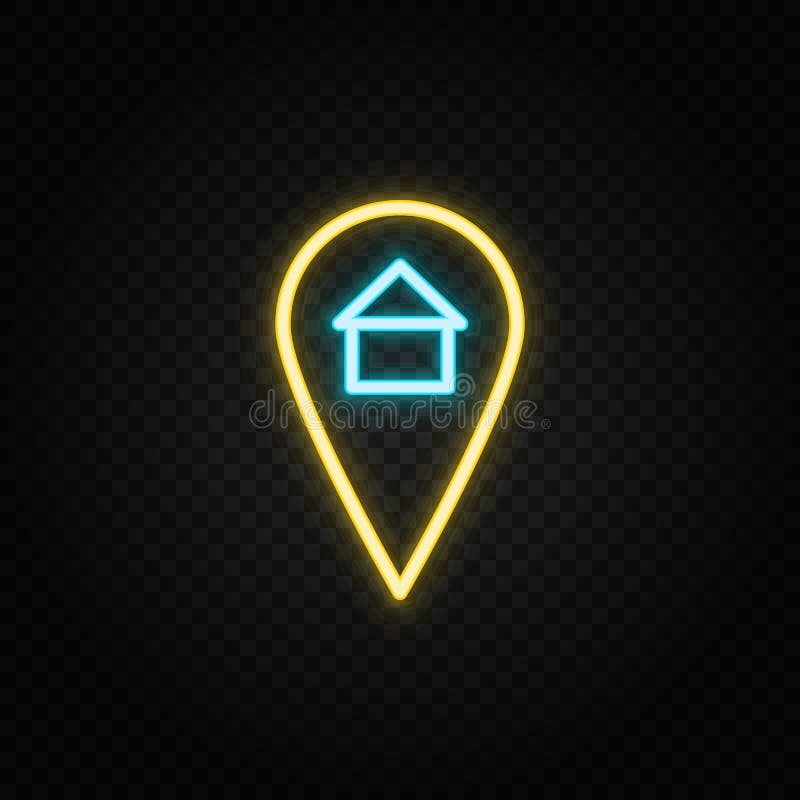 Home, Key Neon Icon. Blue and Yellow Neon Vector Icon Stock ...