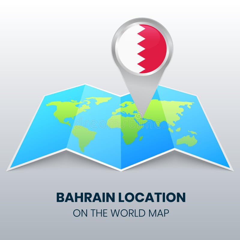 Location Icon of Bahrain on the World Map, Round Pin Icon of Bahrain ...