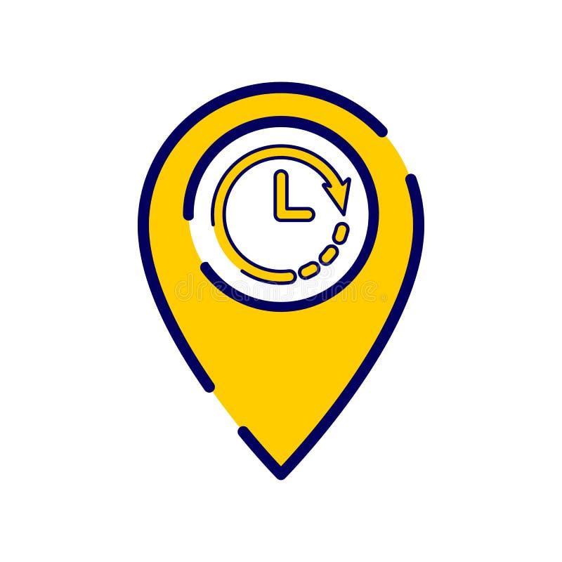Location Icon with Clock Sign. Location Icon and Countdown, Deadline ...