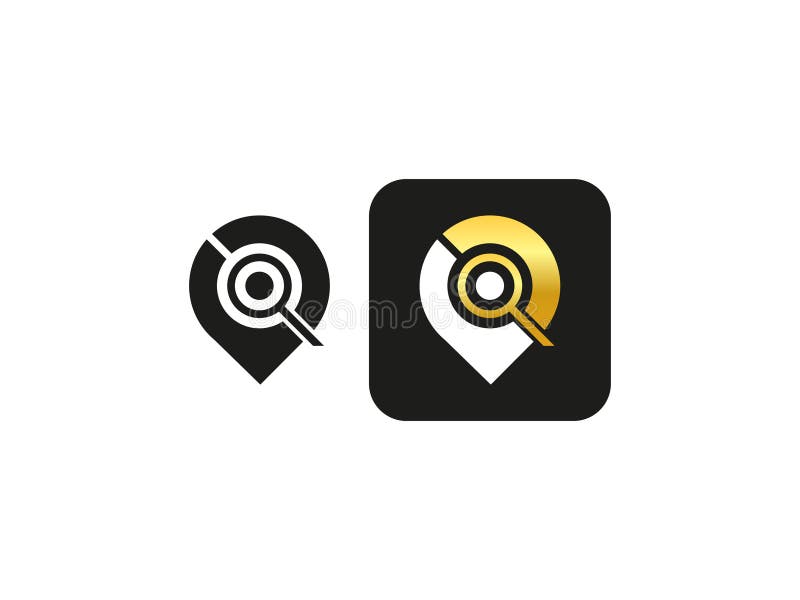 Location Icon Creative Black White Gold Gradient Stock Vector ...