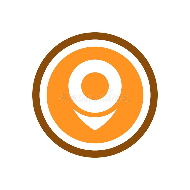 Location Icon Design. Pin Map Sign Symbol, Round Circle Shape - Vector ...