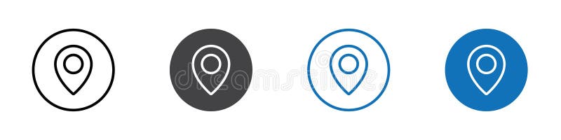 Location Icon Flat Editable Icon Mark Set Stock Vector - Illustration ...