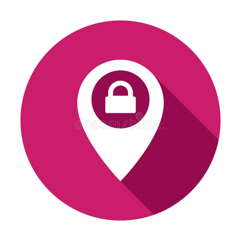 Location Icon with Padlock Sign. Location Icon and Security, Protection ...