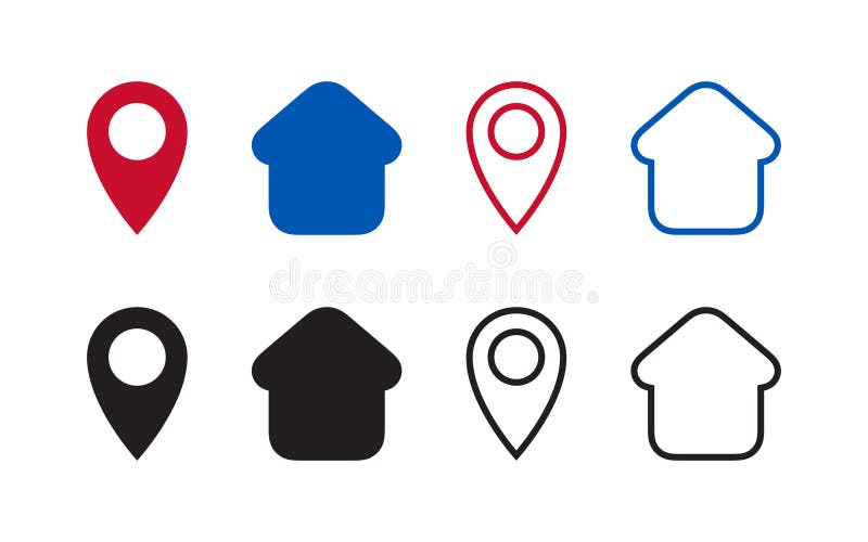 Location Icon Set. Modern Map Markers Stock Vector - Illustration of ...
