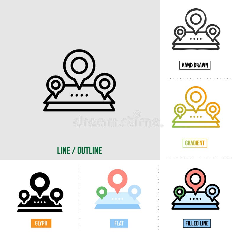 Location Icon in Six Different Styles, Based on Outline Style, Seo Icon ...