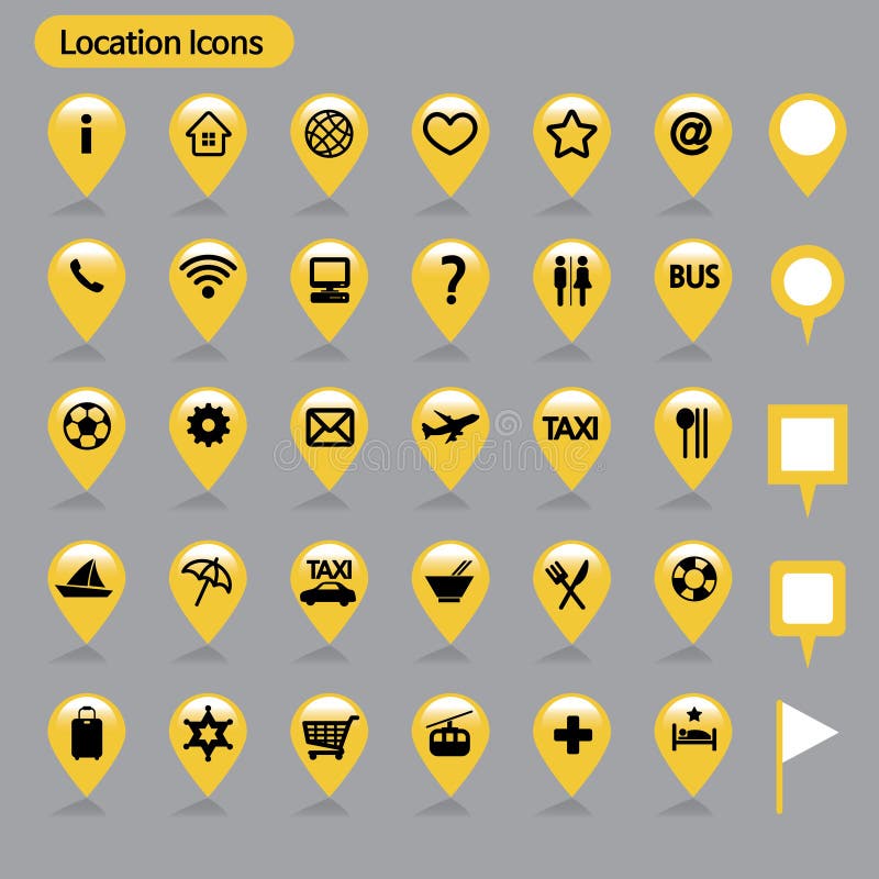 Location icons stock vector. Illustration of compass - 46698014