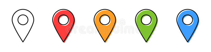Location Icons. Set of Map Pointers in Different Colors. Pin on the Map ...