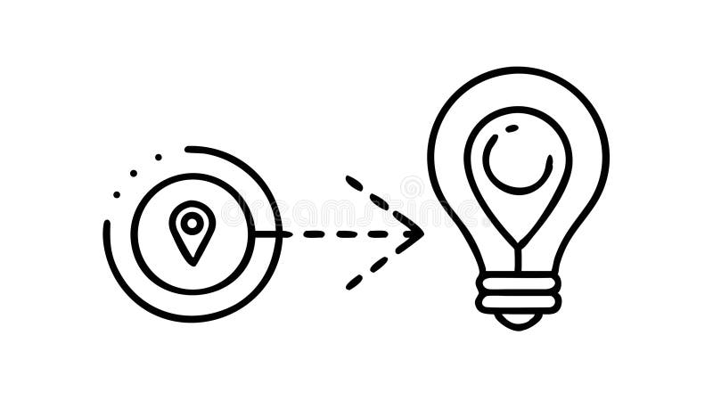 Location Idea Lightbulb Map Pin Icon, for Spatial Concepts, Vector ...