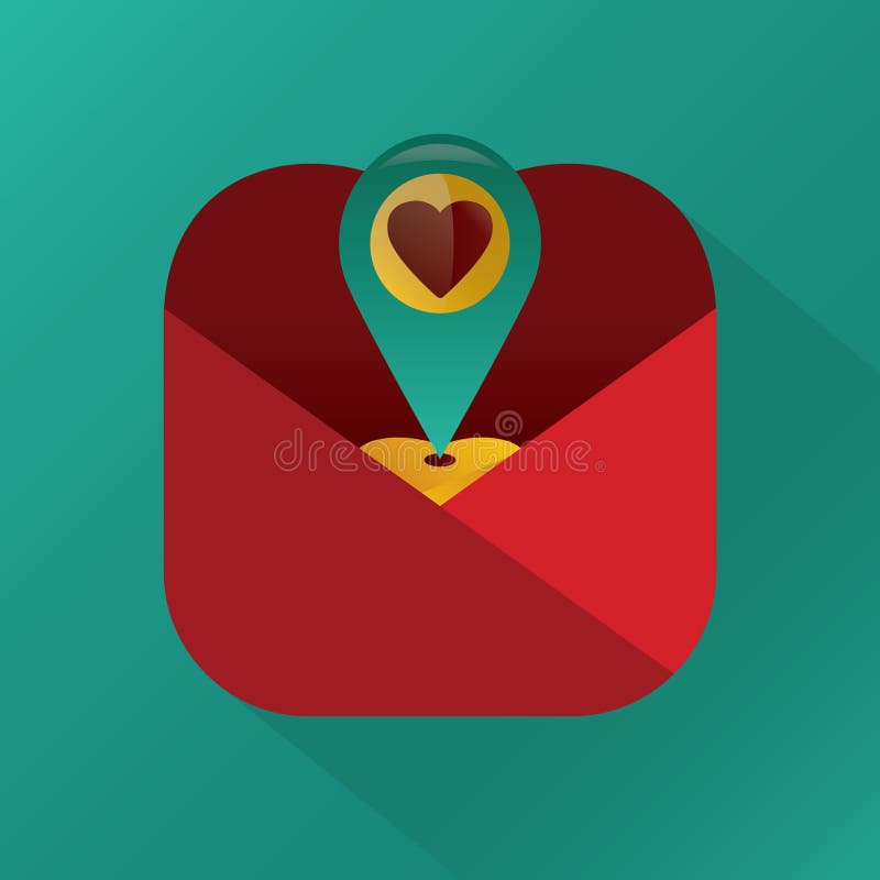 Location Indicator with Heart in an Envelope. Vector Illustration ...