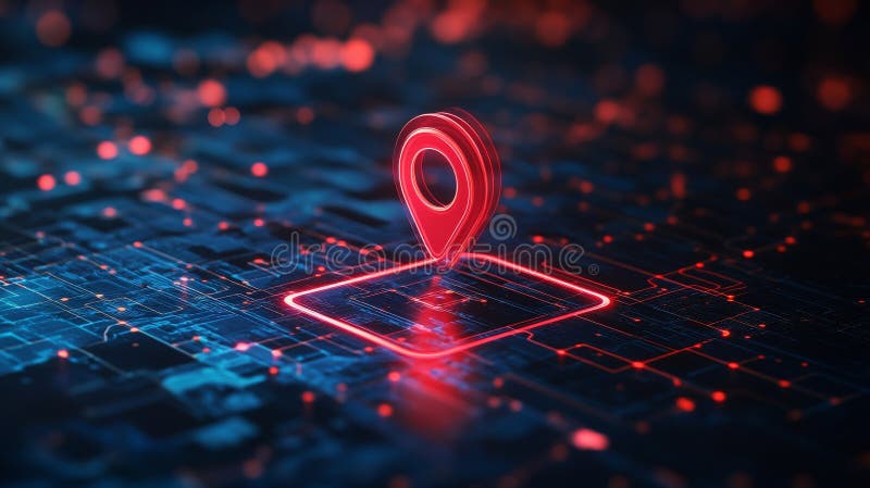 A Location Indicator on a Sophisticated Digital Map. Stock Image ...