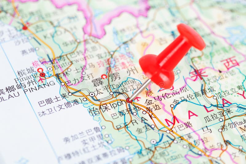 Location of Ipoh on the Map Stock Image - Image of route, destination ...