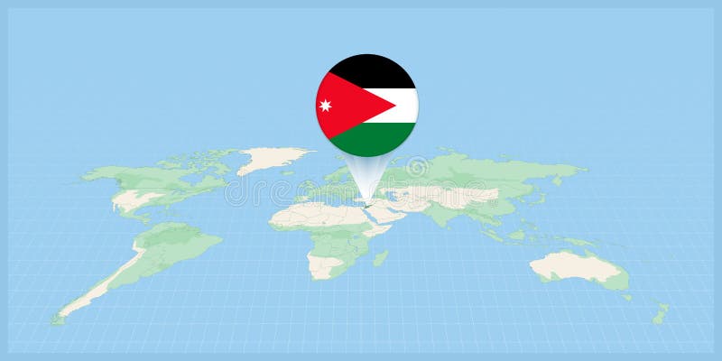 Location of Jordan on the World Map, Marked with Jordan Flag Pin Stock ...