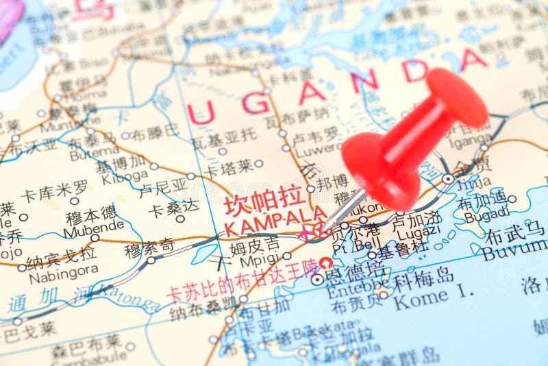 The Location of Kampala, the Capital of Uganda, on the Map Stock Image ...
