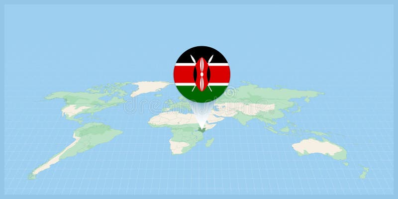 Location of Kenya on the World Map, Marked with Kenya Flag Pin Stock ...