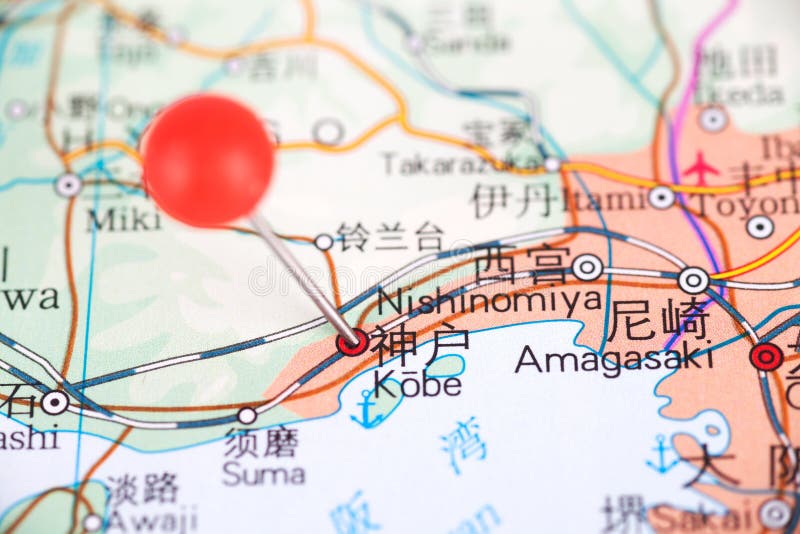 The Location of Kobe on the Map Stock Photo - Image of eyecatching ...