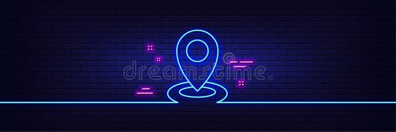 Location Line Icon. Map Pointer Sign. Neon Light Glow Effect. Vector ...