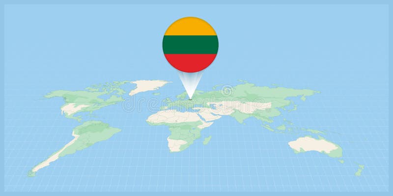 Location of Lithuania on the World Map, Marked with Lithuania Flag Pin ...