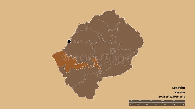 Location of Mafeteng, District of Lesotho,. Satellite Stock ...