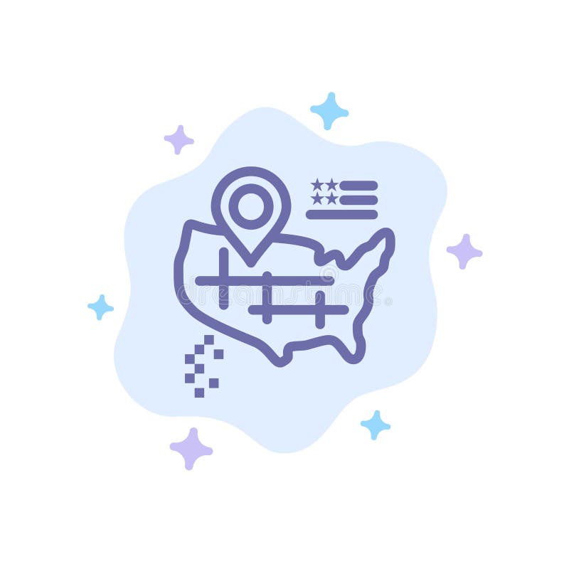Location, Map, American Blue Icon on Abstract Cloud Background Stock ...