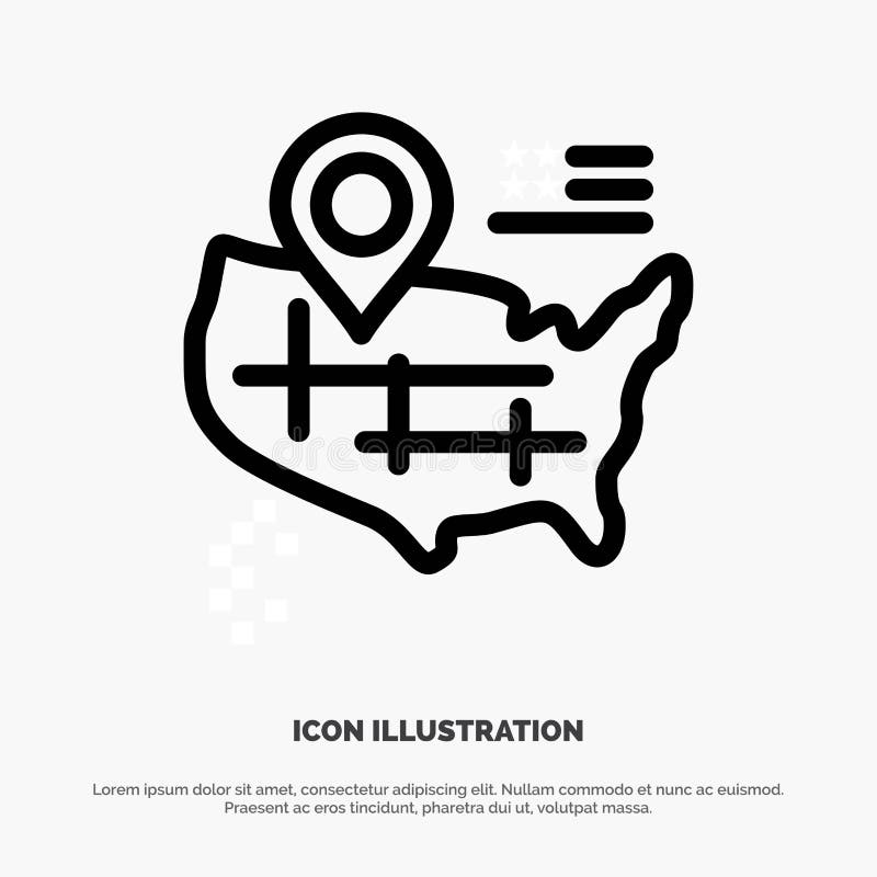 Location, Map, American Line Icon Vector Stock Vector - Illustration of ...