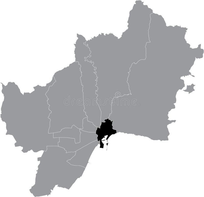 Location Map of the Centro District of Malaga, Spain Stock Vector ...