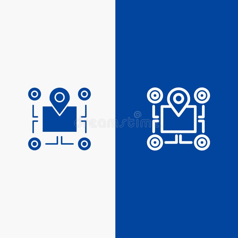 Location, Map, Chip, Area, Pointer, Line and Glyph Solid Icon Blue ...